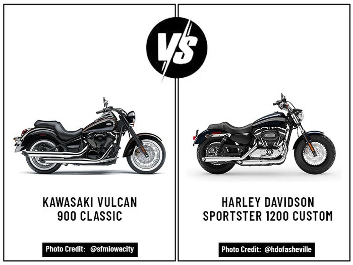 Kawasaki Vulcan 900 Classic Vs. Harley Davidson Sportster 1200 Custom ...