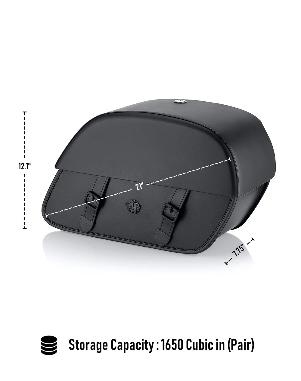 Viking 26L Baelor Large Shock-Cutout Leather Saddlebags for Harley Dyna ...
