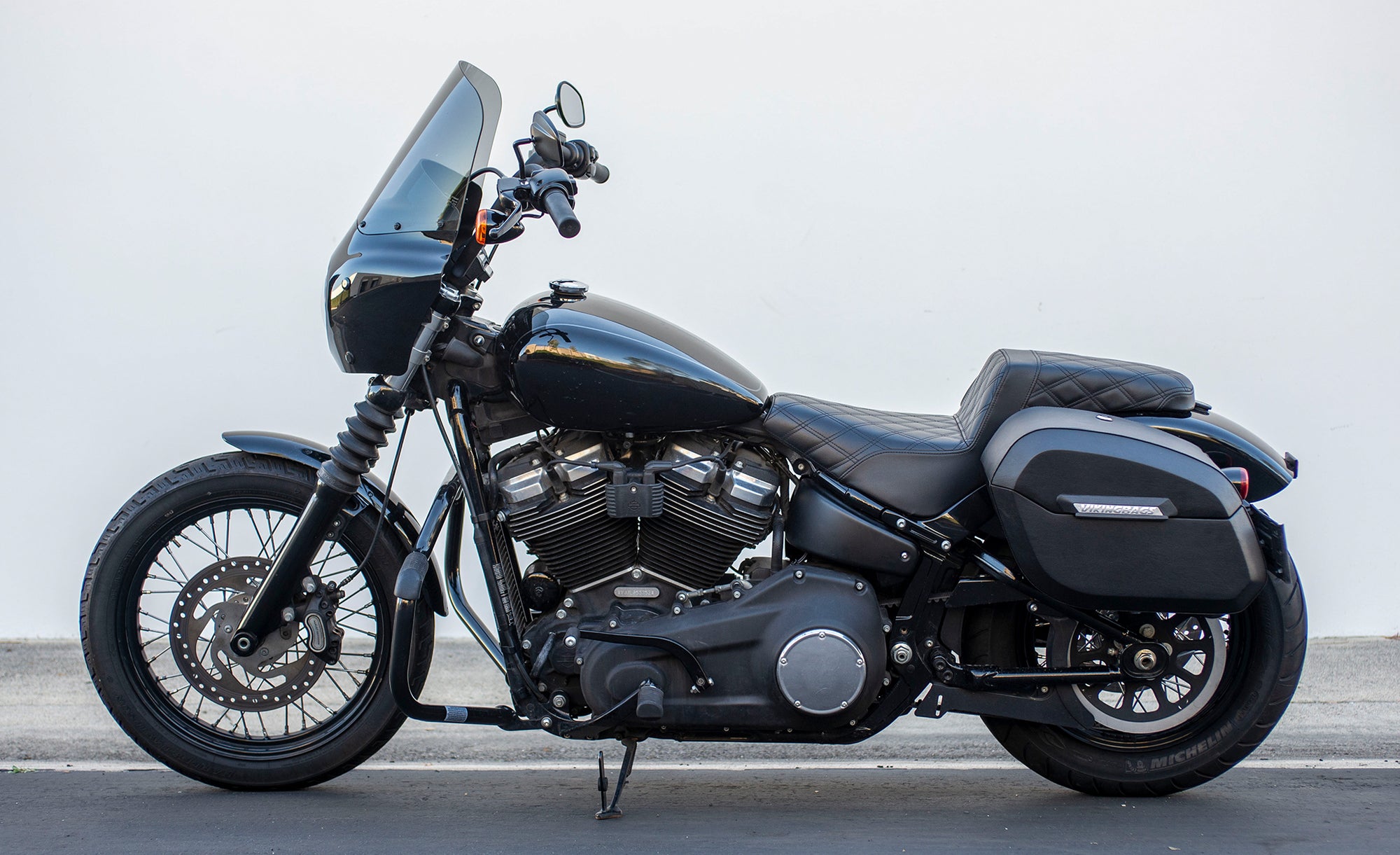Viking Darkin Large Quick Mount Harley Softail Street Bob FXBB Leather ...